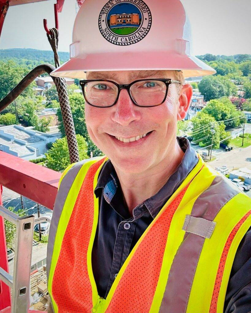 Mayor Damon Seils' view from the giant library crane - Triangle Blog Blog