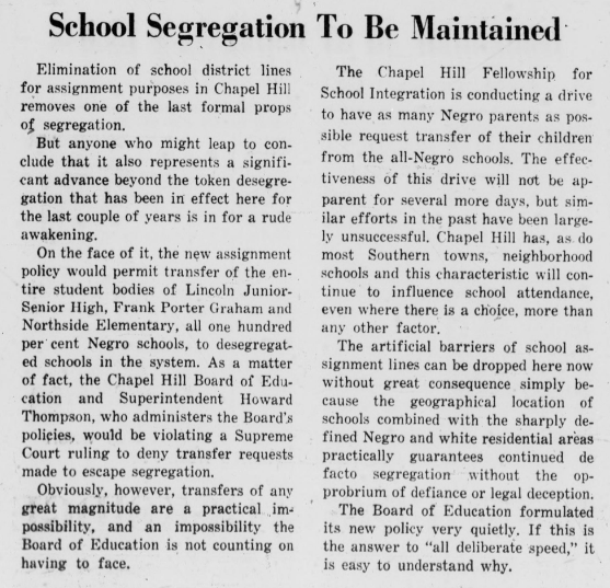 When Chapel Hill fought school desegregation: The racist origins of ...